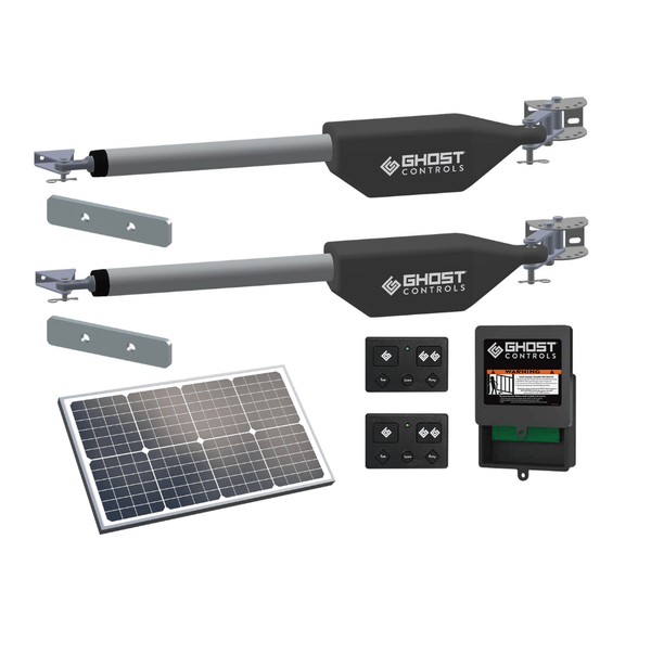 GHOST PRO Dual Automatic Gate Opener Kit w 30 Watts Solar Bundle - Pro ...