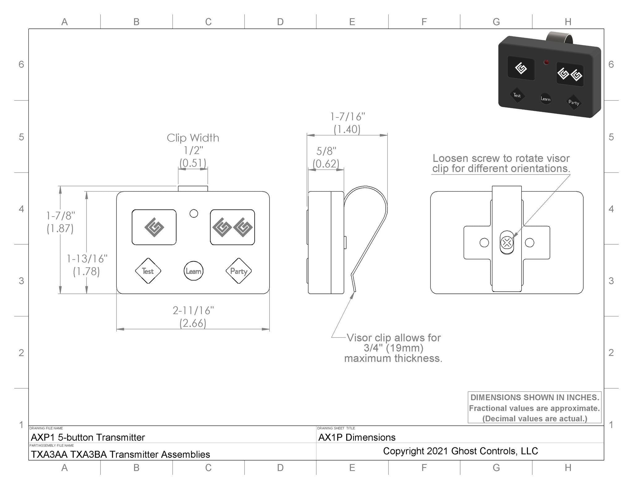 AXP1 5-Button Premium Remote | Ghost Controls - Pro-Ghost Controls